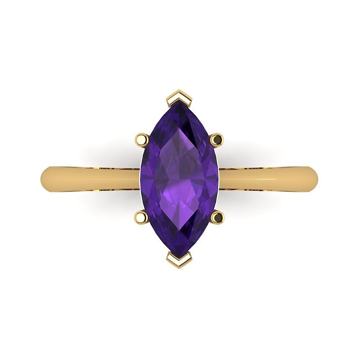 Clara Pucci 1.4ct Marquise Cut Solitaire Natural Amethyst Proposal Wedding Bridal Designer Anniversary Ring 14k Yellow Gold for Women