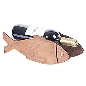 Wooden Fish Shaped Vintage Decorative Single Bottle Wine Holder