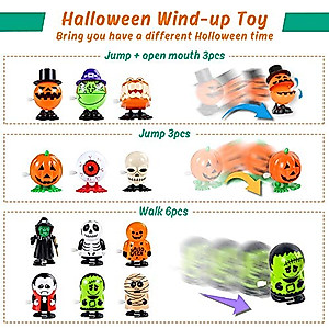 HIGHEVER Halloween Wind Up Toys for Kids - 12 Pack Small Party Favors for Toddler Assorted Pumpkin Teeth Mini Toy for Kid for Boys Girls Children Candy Bag Filler Prizes Birthday Reward
