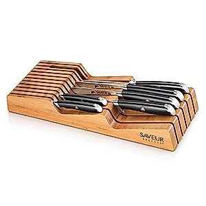 Saveur Selects 1026306 German Steel Forged 6-Piece Knife Set with Bamboo in Drawer Storage Knife Block