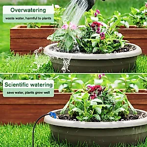 NFESOLAR Solar Drip Irrigation System Outdoor with 2200mAh Battery Backup, 6 Timing Modes, Supported 15 Pots Plants, Solar Watering System for Garden Green House