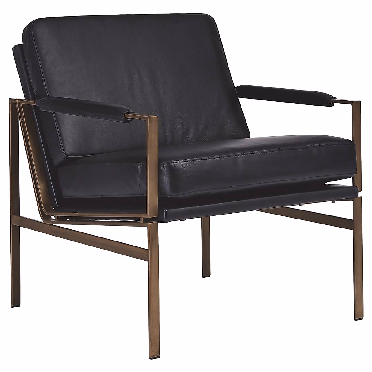 Signature Design by Ashley Puckman Mid-Century Modern Leather Accent Chair, Black