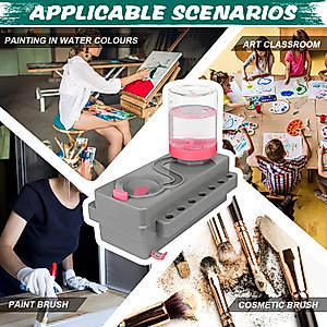 Upgrade Paint Brush Cleaner with Holder, Water Cycle Brush Rinser for Acrylic, Watercolor, and Water-Based Paints(Pink+Grey)