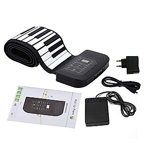 Aidashine Portable 88 Keys Roll Up Piano Keyboard Piano, Silicone Flexible Foldable Keyboard Hand-Rolling Piano with Sustain Pedal
