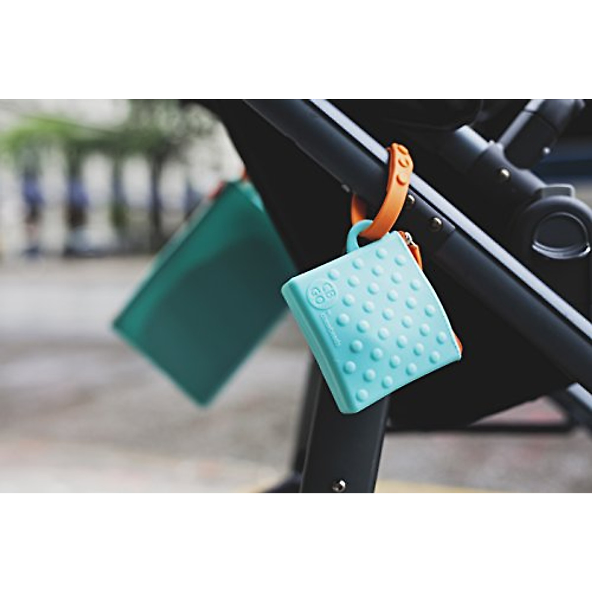 CB Go Small Silicone Pouch. On-The-Go for Stroller and Diaper Bag Organizer for Pacifiers, Keys, Credit Cards & More, Grey