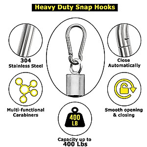 A2ZCARE Combo LAT Pull Down Attachment - Cable Machine Accessories for Home Gym with Multi Option: V-Handle, Tricep Rope, D-Handle, V-Shaped Bar, and Rotating Bar (Snap Hook (Set of 4))