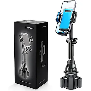 TOPGO Cup Holder Phone Holder, [No Shaking & Height-Adjustable Pole] Car Cup Holder Phone Mount, Cell Phone Cradle for iPhone iPhone 14 and More Smart Phone(Blue)