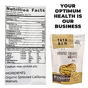 TATA RAW - Sprouted Organic Walnuts - PLAIN. Nothing added -1 lb. Soaked & Air dried SUPER QUALITY. Raw. Alive. Activated. Fresh