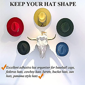 FOTYRIG Adhesive Hooks Hat Hooks for Wall Hat Hangers Rack Extended Wooden Pegs Handmade Baseball Caps Hooks- Bathroom Door Cloest Entryway Wardrobe-8 Pack