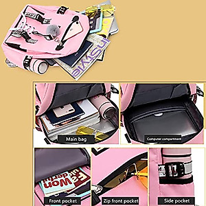 HANXIUCAO Kids Backpack Large Capacity Girls Backpack Teen Rucksack Female College Student Locked Schoolbag Anti-Theft Backpack with USB Charging Port (yellow)