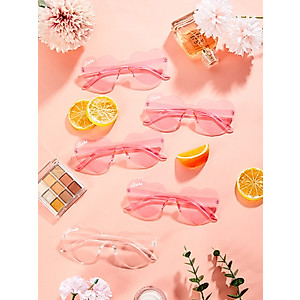 Dunzy 18 Pairs Rimless Heart Shaped Sunglasses Bachelorette Sunglasses Bride Bridesmaid Sunglasses for Women Party (Pink)