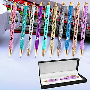 Personalized Ballpoint Pens with Stylus Custom Imprint Glitter Ballpoint Pen with Name Customized Ballpoint Pens Gift for Teacher Men Women
