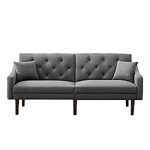 Modern Upholstered Futon Sofa Loveseat Convertible to Nap Sleeper Couch Bed,Soft Loveseat & Sofabed for Home Office Apartment Small Space Living Room Napping