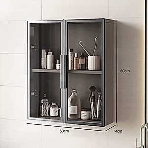 AUNIVO 3 Tier Bathroom Vanity with Door, Toiletry Storage Medicine Cabinet, Kitchen Wall Mounted cabinets, Over Toilet Organizer (A)