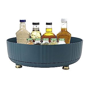 banapoy Lazy Susan Turntable, Round 360 Rotating Spice Organizer Rack Multifunctional Spinning Lazy Susan Display Tray, Non Skid, for Kitchen Countertop Makeup (Blue)