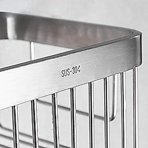 Thwarm Bathroom Racks 304 Stainless Steel Wide Side Brushed Net Basket Rectangular Wire Basket Wall Mount Mounted Single Tier Bathroom Bath Shower Storage Holder for Shampoo Conditioner