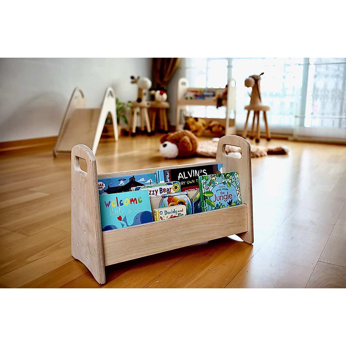 Montessori Freestanding Bookshelf | Storage Bookshelf | Easy Access Wooden Book Rack | Storage with Wooden Shelves for Your Kid's Books | Perfect Height for Kids (Small)