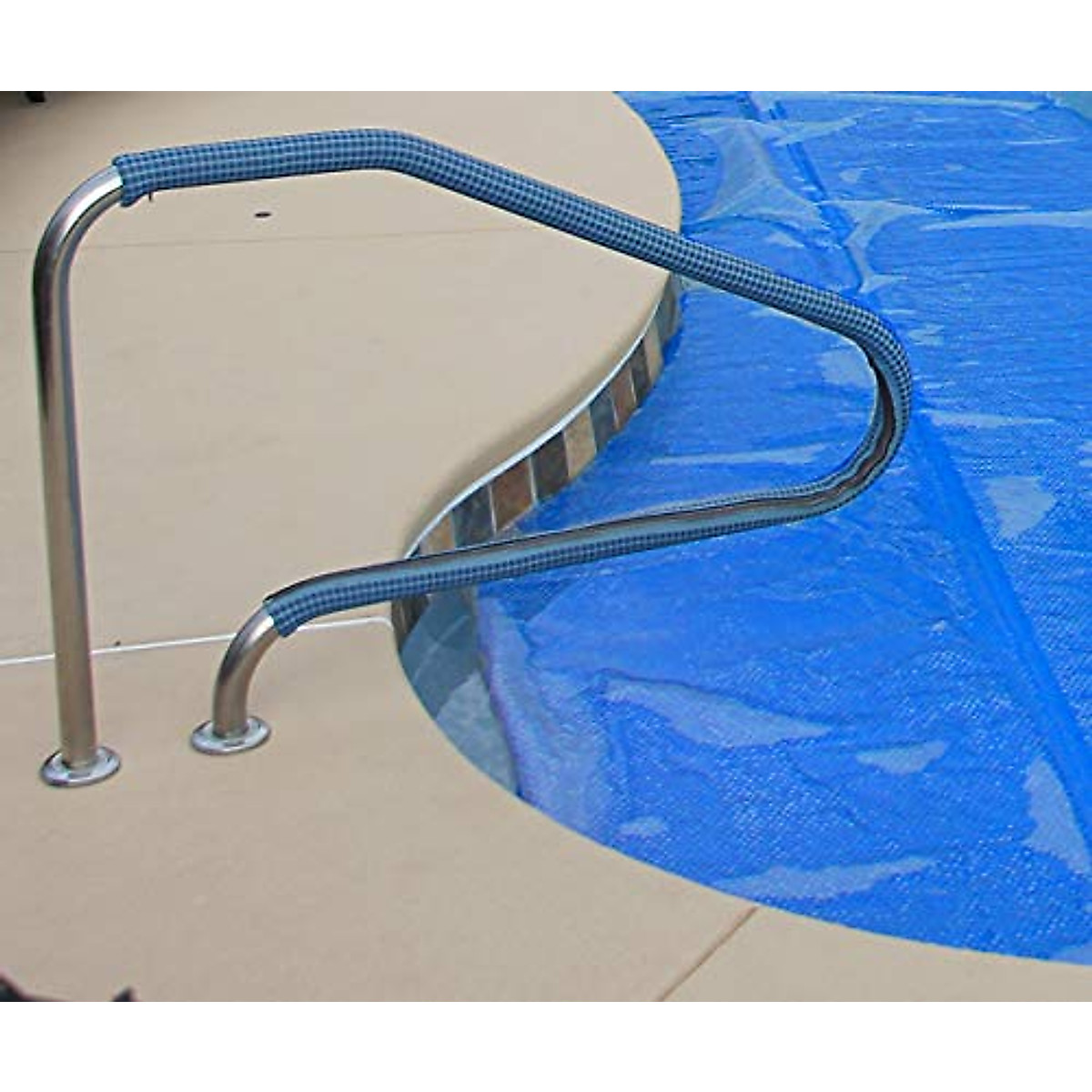 Rail Runners Blue In-ground Swimming Pool Ladder & Handrail Cover | 8-Ft-by-1.9-Inches Diameter Piece | Slip Resistant Grip | Keeps Railings Cool in The Sun | Durable Nylon Material