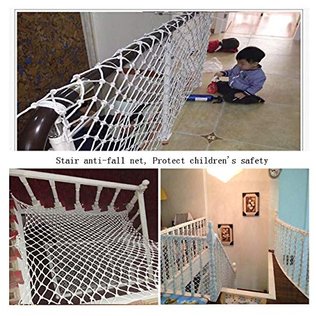 banister guard net Child Safety Net, White Soccer Net, Interior Decoration Net Outdoor Protection Partition Fence, Cargo Net, Cat Net Used for Balcony Railing Banister Stairs Playground Climbing