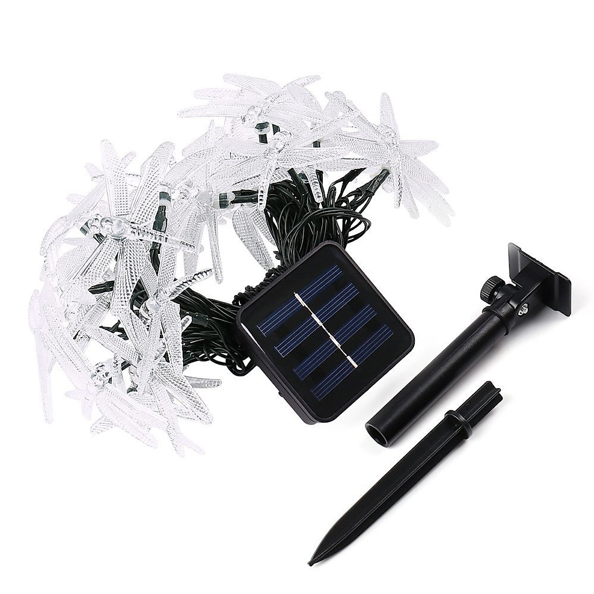 elecfan Solar String Lights Waterproof,20 LED Dragonfly Solar Fairy Lights Outdoor LED Warm White with Solar Panel 2 Lighting Modes for Indoor Home, Garden, Fence, Christmas Tree, Wedding, Holiday