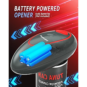 One Touch Electric Can Opener with Smooth Edge, Kitchen Gadget Automatic Can Opener for Seniors with Arthritis, Food Safety Battery Operated Can Opener for Almost All Can Sizes