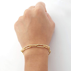 LoveBling 14k Yellow Gold 5mm Paper Clip Link Bracelet (7")