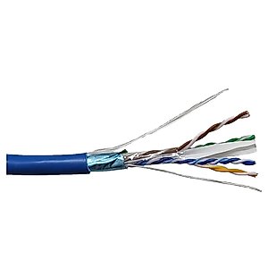 Micro Connectors, 250 Feet CAT 6A Solid & Shielded (F/UTP) CMR Riser Bulk Ethernet Cable-Blue (TR4-570SRBL-250)