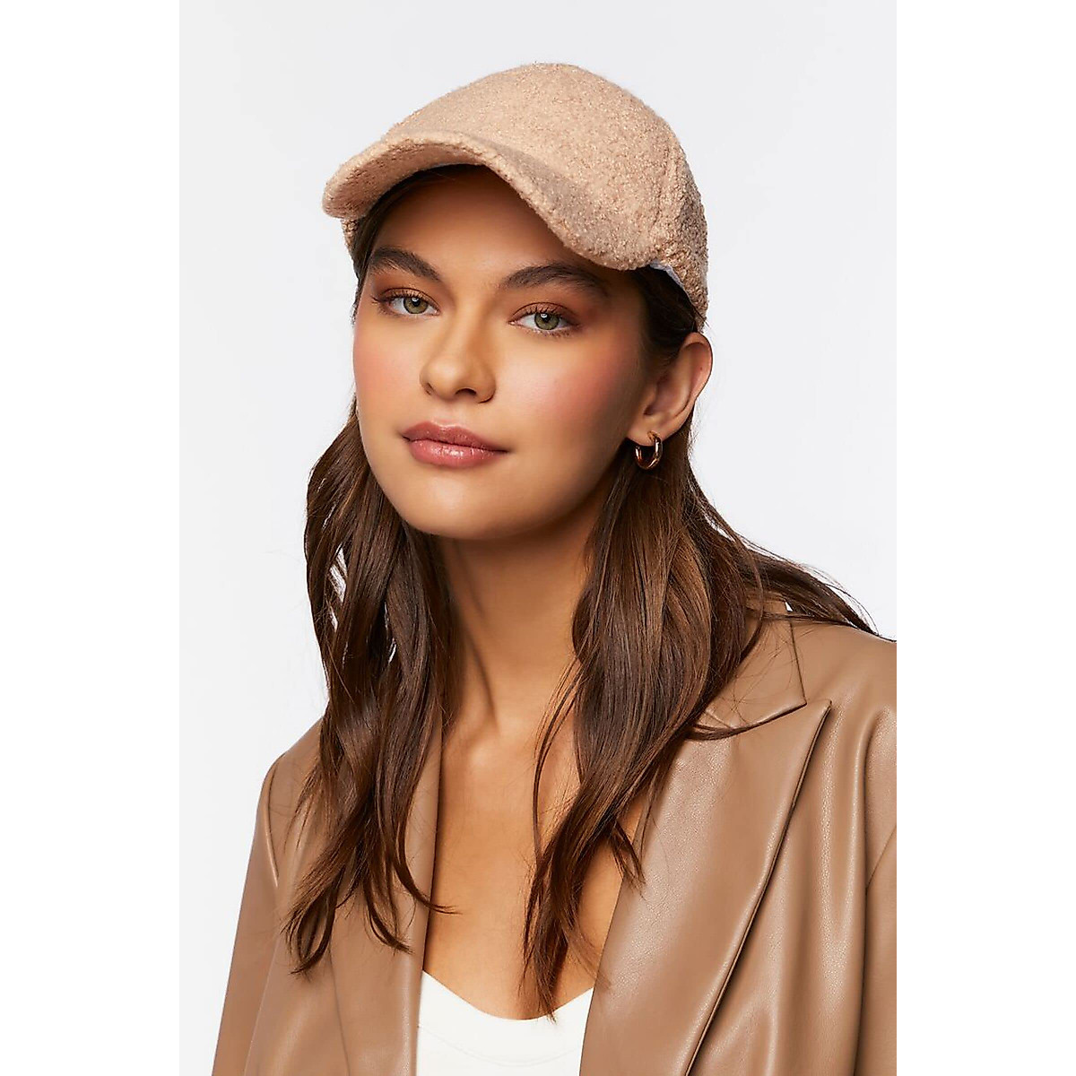 Faux Lamb Wool Baseball Cap for Men Women - Teddy Fleece Sports Hats Warm Winter Outdoor Travel Khaki