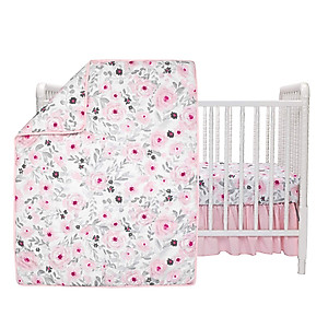 Bedtime Originals Blossom Pink Watercolor Floral 3-Piece Baby Crib Bedding Set