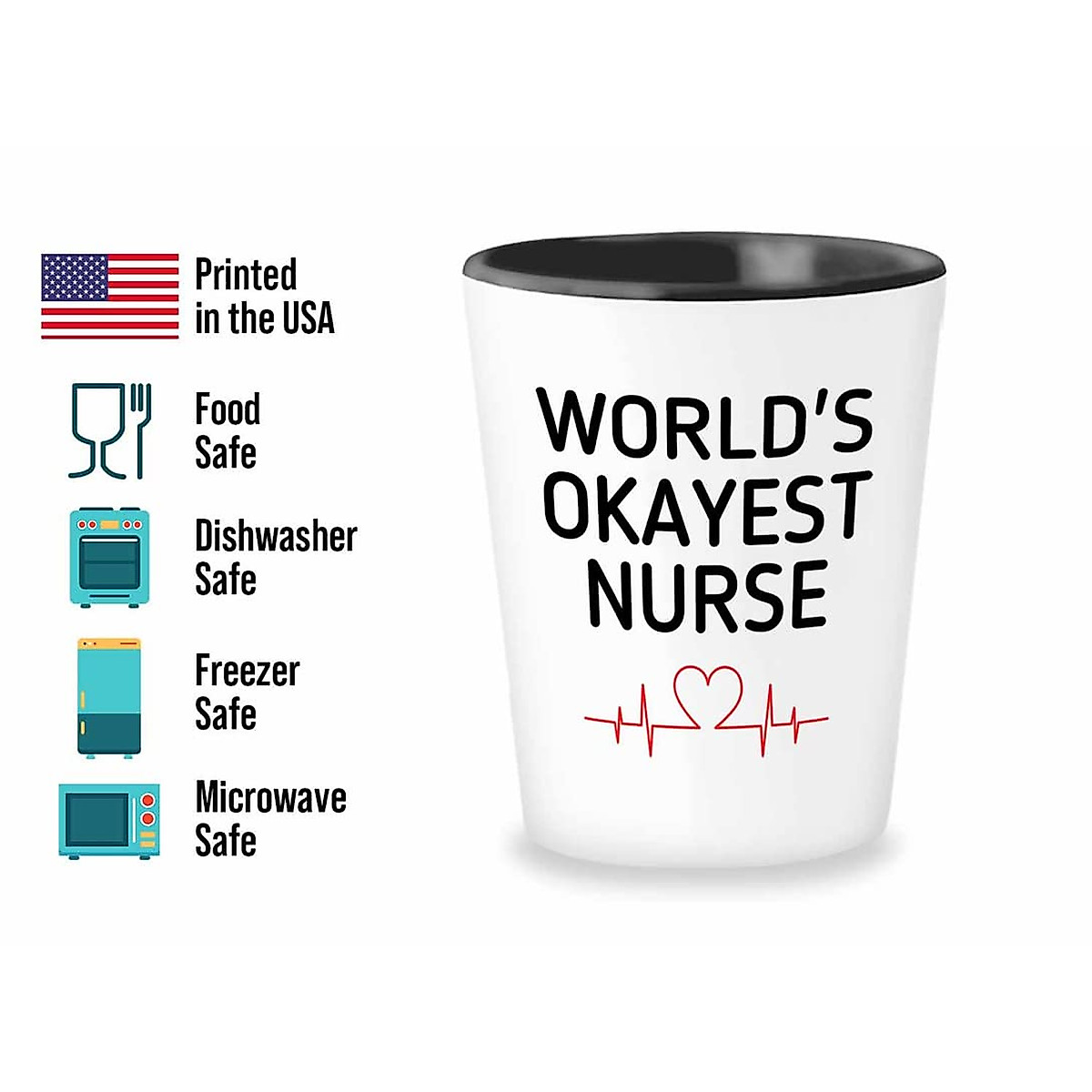 Bubble Hugs Nurse Shot Glass 1.5oz - World's Okayest Nurse - Funny Quotes Nurse Practitioner Paramedic RN LPN CNA Gift for Birthday Graduation