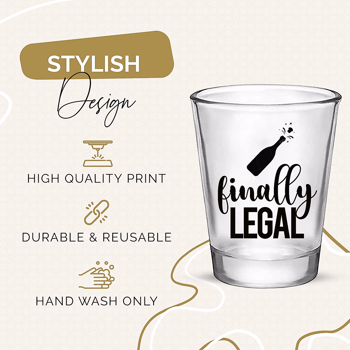 Finally Legal 21st Birthday Party Shot Glass - Set of 12, 1.75oz Black and Clear 21st Birthday Shot Glasses, Perfect for Birthday Parties, Birthday Decorations