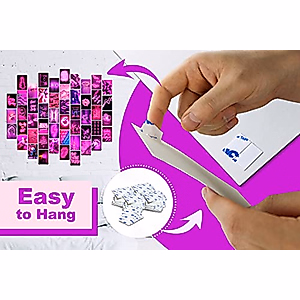 KOLL DECOR Pink wall collage kit - 50 Set 4''x6'' Prints Aesthetic wall images neon posters hot pink wall decor Room Collage Decoration for Teen Girls