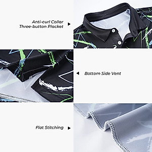 Golf Polo Shirts for Men Regular Fit Stylish Print Black L