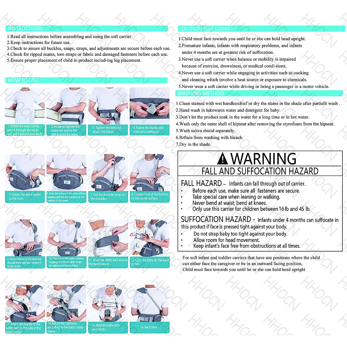 Baby Hip Seat Carrier Baby Waist Stool for Child Infant Toddler with Adjustable Strap Buckle Pocket Soft Inner Huge Storage (Dark Grey)