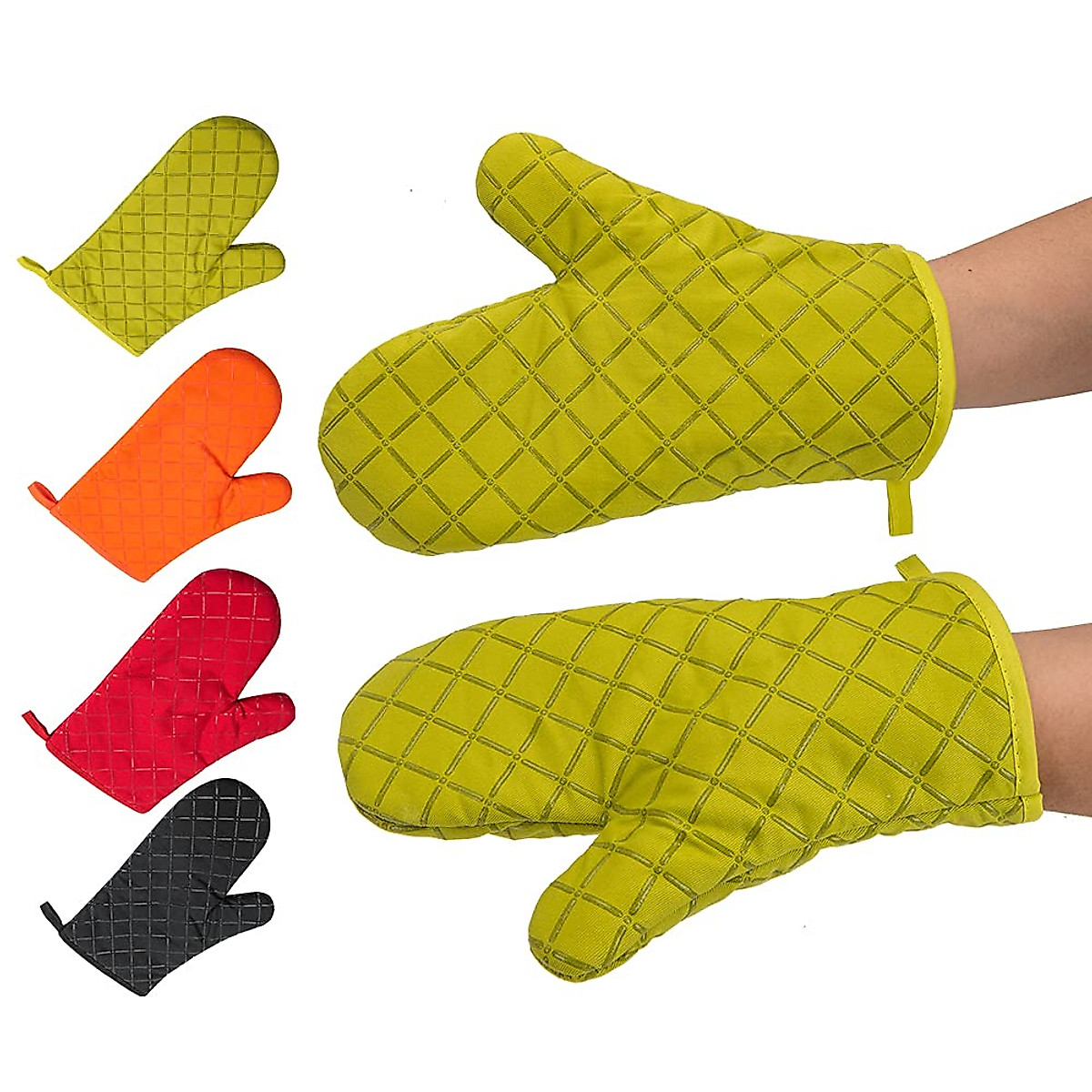 Oven Mitts Heat Resistant 500 Degrees- Non Slip Silicon Kitchen Gloves for Grilling/Cooking/Baking/Barbecue 1 Pair