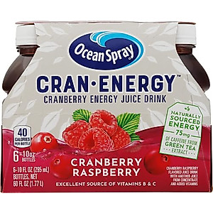 Ocean Spray, Cran-Energy Cranberry Raspberry Energy Juice Drink, 10 Fl Oz Bottles, 6 Ct