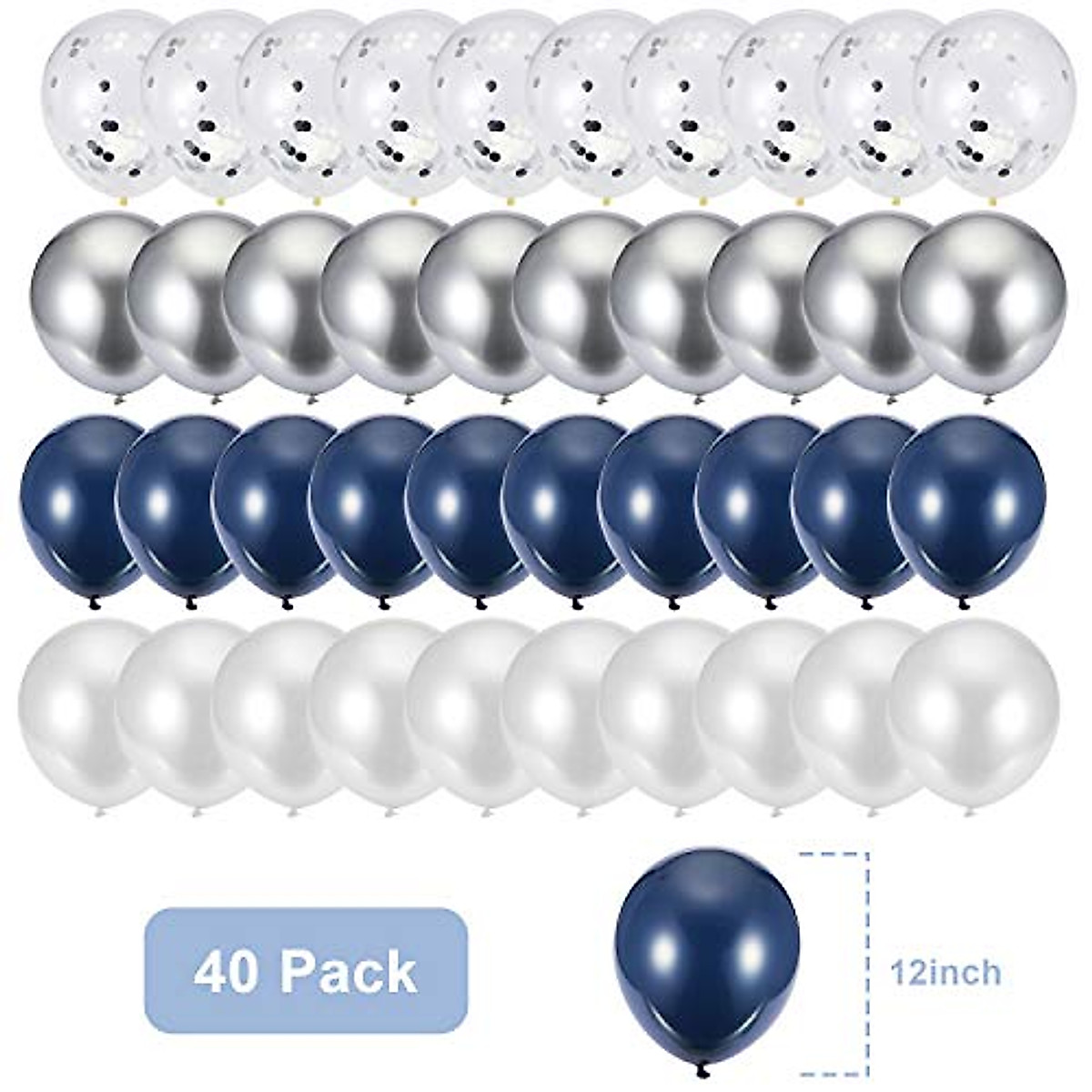 66 Pieces Blue Party Decorations Include Blue White Grey Balloons, Paper Pom Flowers, Tassel Garland and Round Party Garland for Blue Birthday Party Wedding Baby Shower Graduation Ceremony