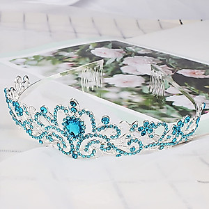 "Birthday Queen" Sash & Crystal Tiara Kit COCIDE Birthday Silver Tiara and Crowns for Women Sash for Girls Blue Birthday Decorations Set Rhinestone Headband Hair Accessories Glitter Sash for Party