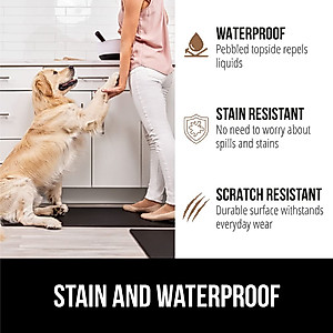 Gorilla Grip 2 Piece Anti Fatigue Cushioned Kitchen Floor Mat Set, Ergonomic Standing Office Desk Mats, Supportive Padded Memory Foam Rugs Waterproof Scratch Resistant Topside 17x24 and 17x48, Black