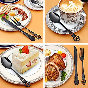 Retro Royal 20 Pieces Stainless Steel Silverware Set,Anti-rust Flatware Cutlery Set for 4,Luxury Kitchen Utensil Tableware Set Include Fork Spoon Knife,Mirror Polished Dishwasher Safe,Black