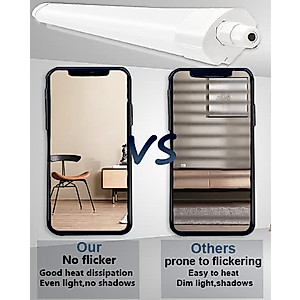 LED Ceiling Light Fixture 4FT, LED Shop Lights for Garage 5000K, IP66 Waterproof LED Garage Light,Ceiling and Under Cabinet Light, 48W 5280 LM Tube Light for Hallway Kitchen Workbench Office (4FT)