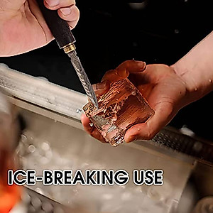 DUANMUL Stainless Steel with Safety Cover Wooden Handle Puer Puerh Tea Knife Ice Pick Professional Tea Cake Pick Tool for Breaking Prying Brick for Kitchen Bars Bartender Picnics Camping