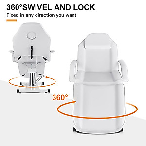 Artist hand Hydraulic Facial Table Tattoo Chair Massage Bed Adjustable Professional for Esthetician Beauty Spa Lash Bed for Eyelash Extensions Salon Equipment Barber Chair Salon Chair (White)
