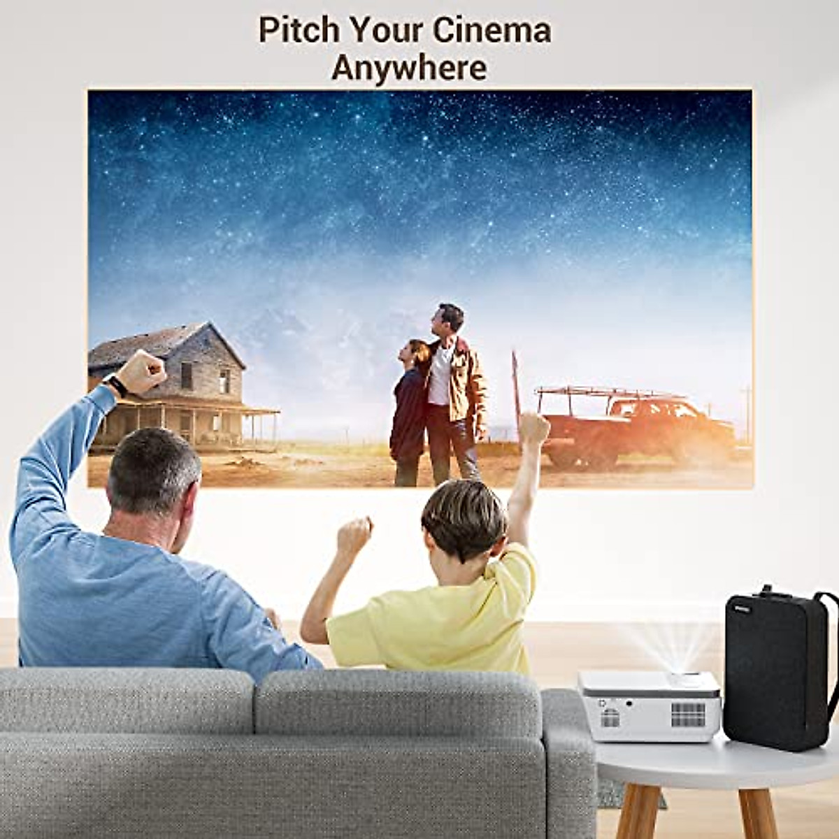 WiMiUS 2023 Upgrade Projector with WiFi and Bluetooth, 480 ANSI Lumens 4K Projector, Native 1080P 5G WiFi Projector, 500" Display&Zoom, Brighter&Clearer Outdoor Movie Projector for Phone/PC/TV Stick