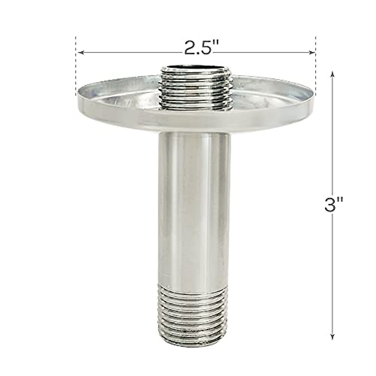 JS Jackson Supplies 3 in. Brushed Nickel Shower Arm for Ceiling-Mounted Rainfall Showerhead