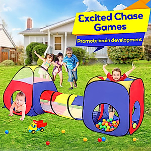 3 in 1 Kids Play Tent with Play Tunnels and Ball Pit, Pop Up Toddler Tent for Kids, Kids Toys for Boys and Girls Babies Children Indoor and Outdoor Playhouse, Gift Idea (Balls NOT Included)