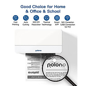 POLONO Thermal Printer, 8.5 x 11 US Letter Size Thermal Printing Paper Compatible with FT800 Wireless Printer, No Ink No Toner Compact Printer for Home Use, Office