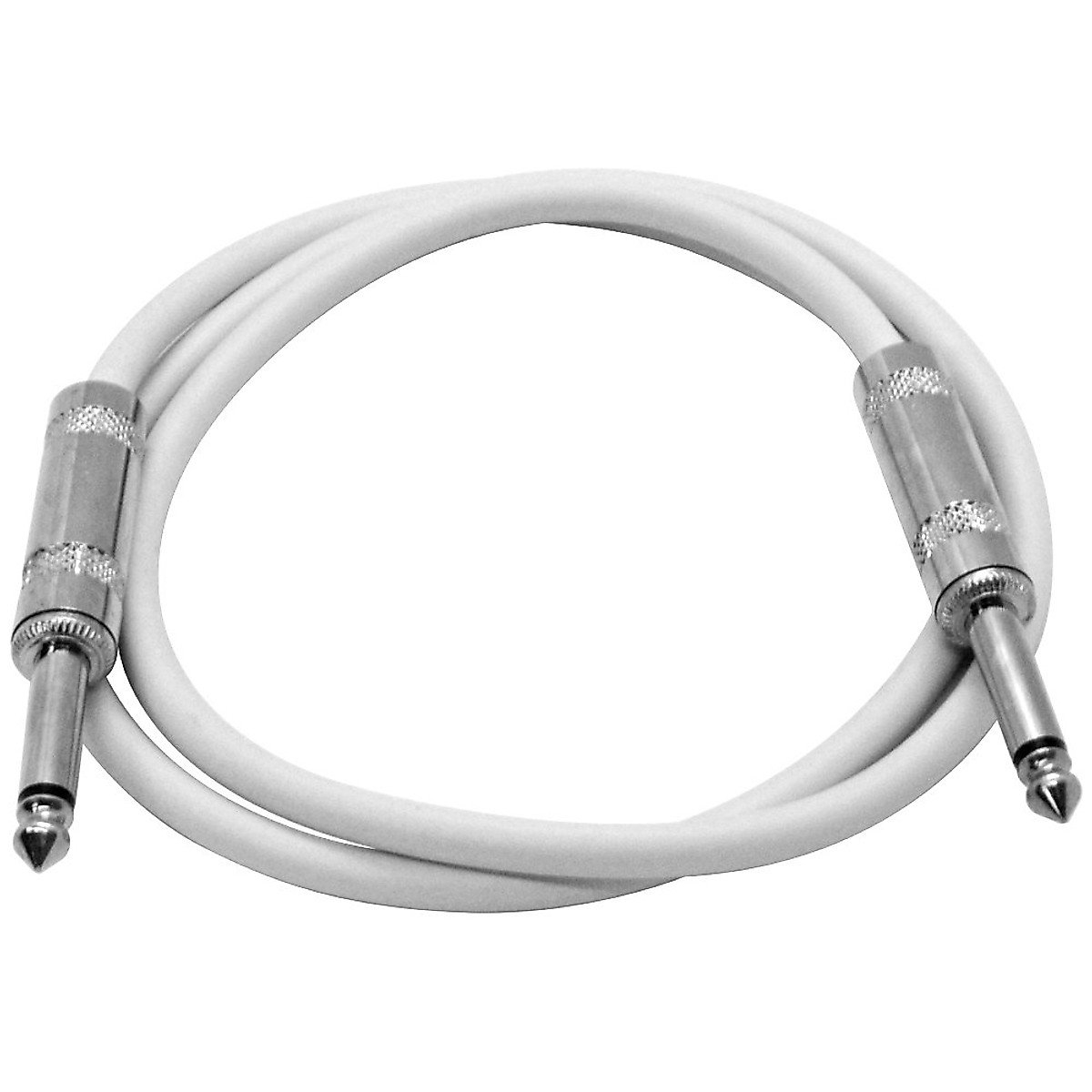 Seismic Audio - SASTSX-3White-1B1W - 2 Pack of 3 Foot 1/4 Inch TS Patch Cables 1 White and 1 Black - 3' Professional Audio Unbalanced 1/4" Patch Cords