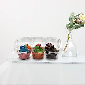 Clear Cupcake Containers,12pc Plastic Disposable High Dome Cupcake Boxes 6 Compartment Cupcake Holders Cupcake Containers Half Dozen Cupcake Trays Durable Cup Cake Muffin Packaging Transporter