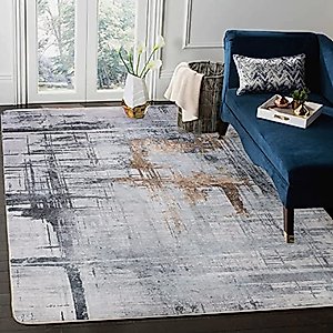 Calore Rugs Mordern Soft Abstract Distressed Area Rugs for Living Room/Bedroom/Dining Room,Medium Pile Carpet Floor Mat (3.9 x 5.2 ft, Gray/Green)